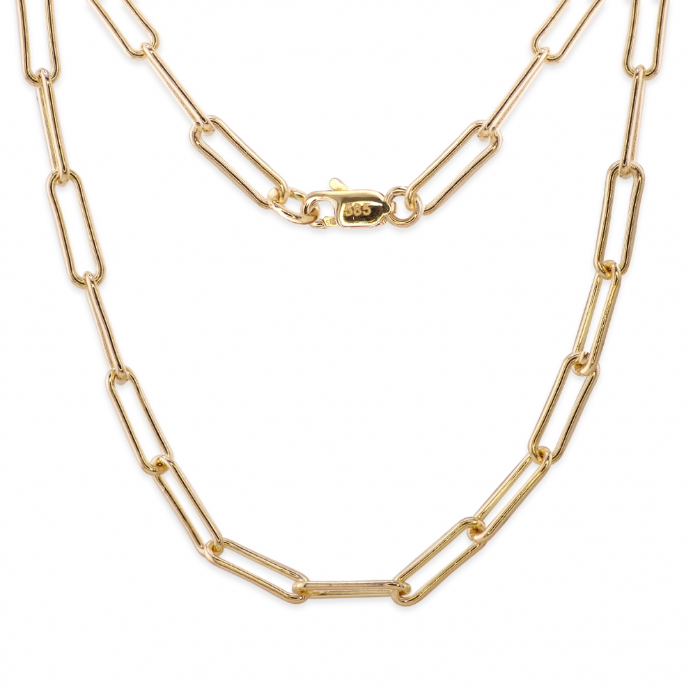 Paper Clip Chain with Flat Clasp Lock