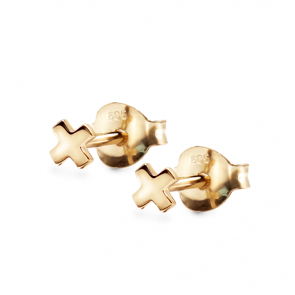 Plus Shape Gold Stud Earring