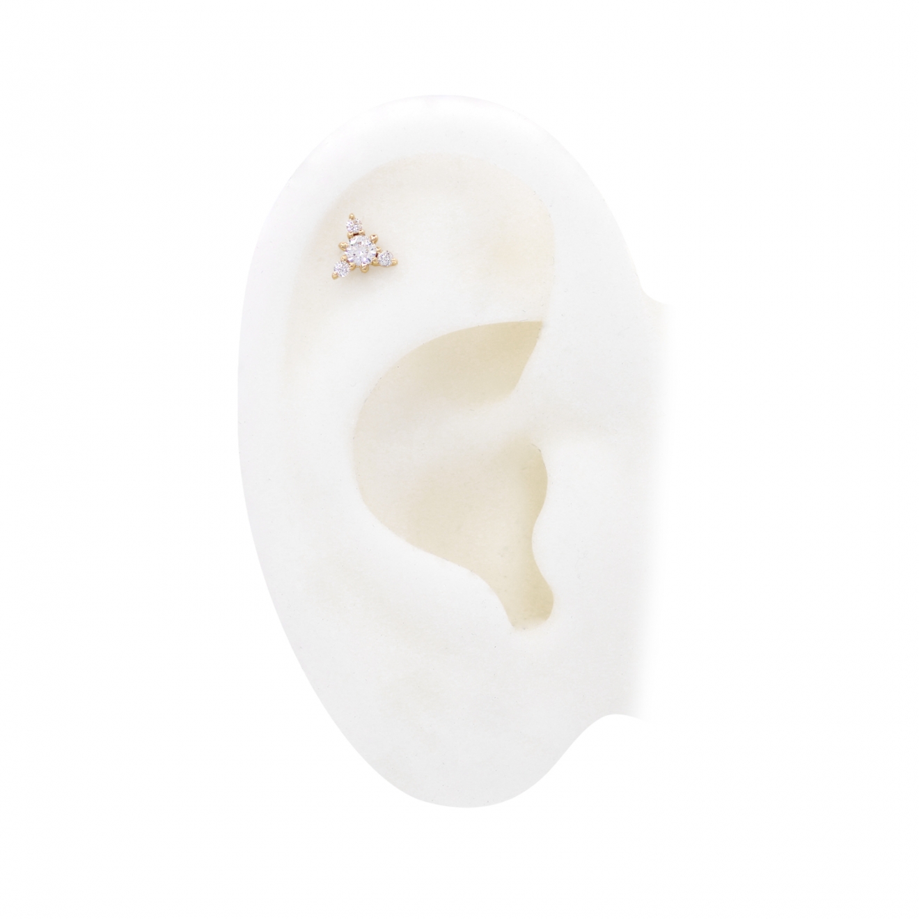 Triangle Helix Piercing with 4 Gemstones