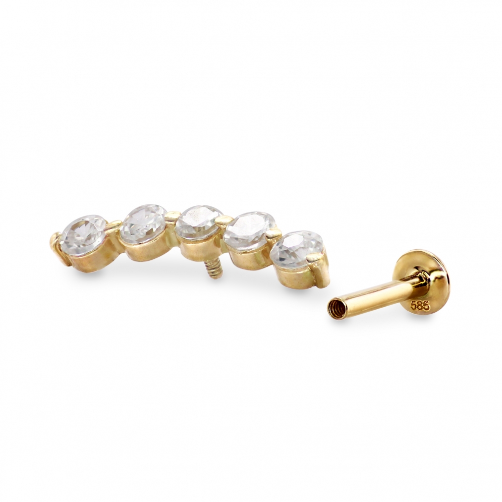 5 Stones Prongs Setting Flat Back Helix with Gemstones