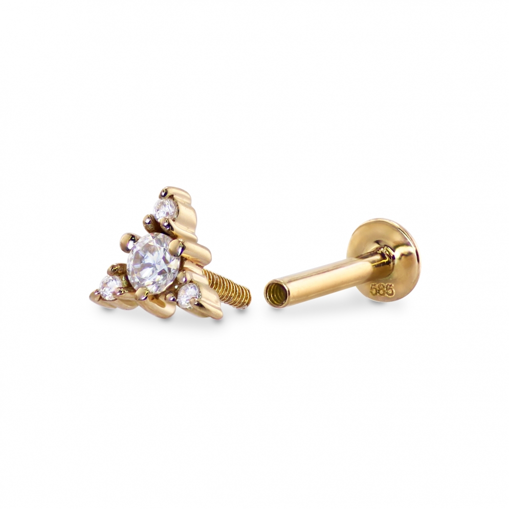 Triangle Helix Labret Head with Gemstones